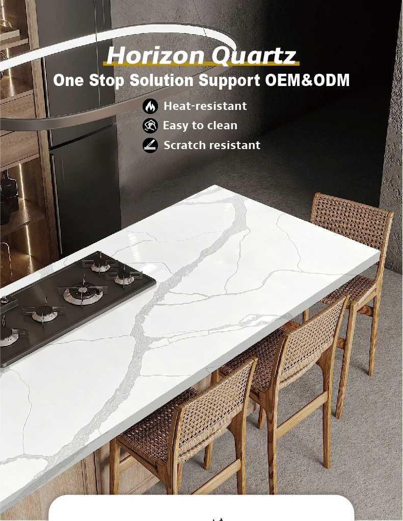 Horizon Modern White Artificial Engineered Marble Acrylic Sheet Quartz ...