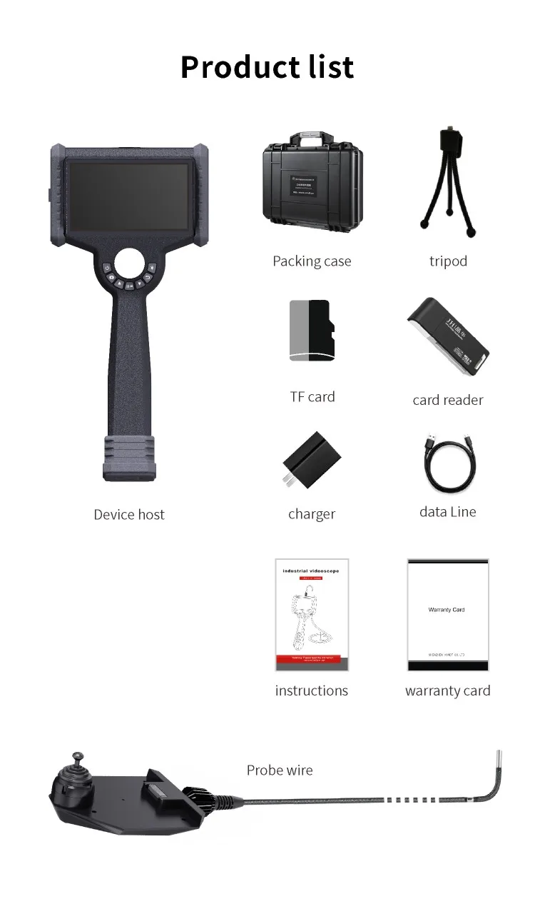 360-Degree Borescope Camera 6 Inch HD IP67 Waterproof Optical Fiber ...