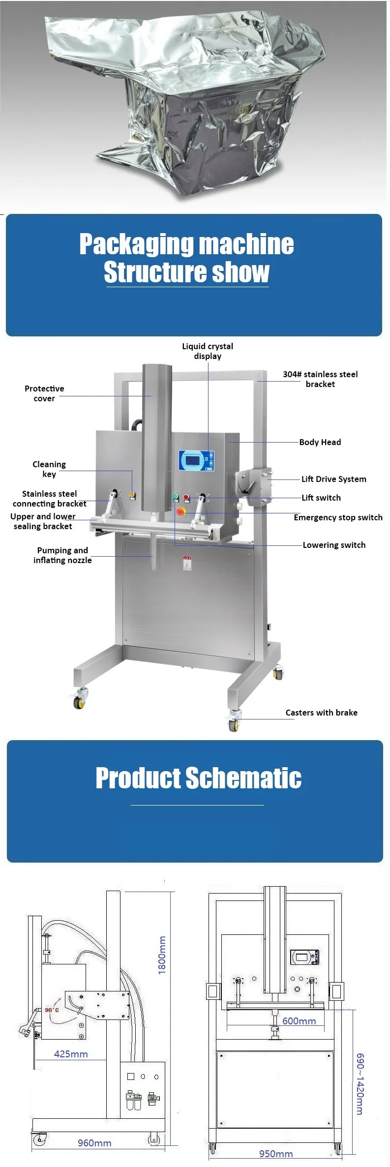 Commercial Food Gas Flushing Sealing External Vacuum Packing Machine ...