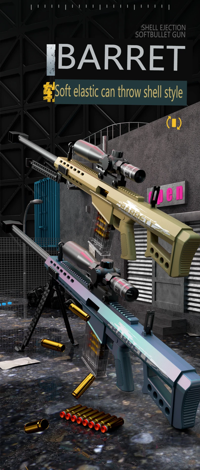 Oversized Case-throwing Barrett Soft Gun Toy Sniper Gun Awm Simulation ...