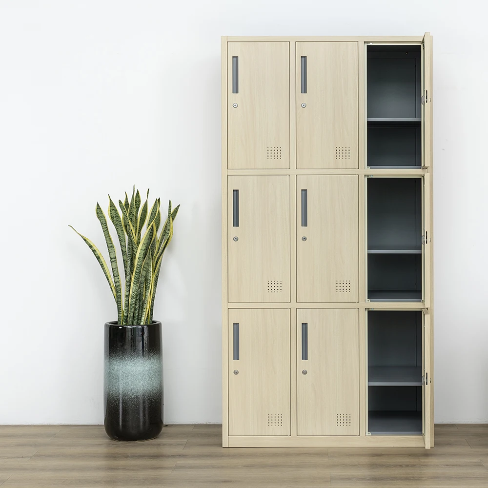Steel 9 Door Staff Locker Cabinet Employee Gym Locker 9 Doors Storage ...