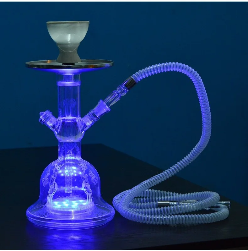 Wholesale Portable Acrylic Led Lights Shisha Hookah Set Pure Color ...
