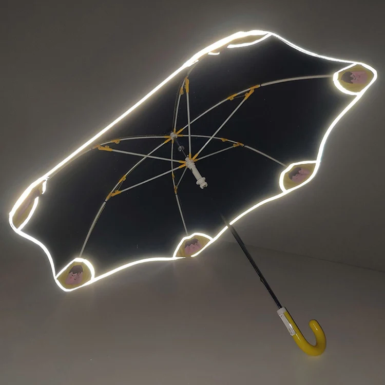 Umbrella Supplier Reflective Strip Blunt Umbrella Black Coating Round ...