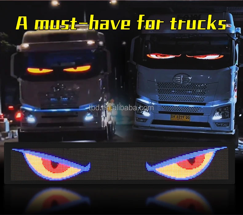 Customizable Text Eyes GIF LED Matrix Panel for Trucks