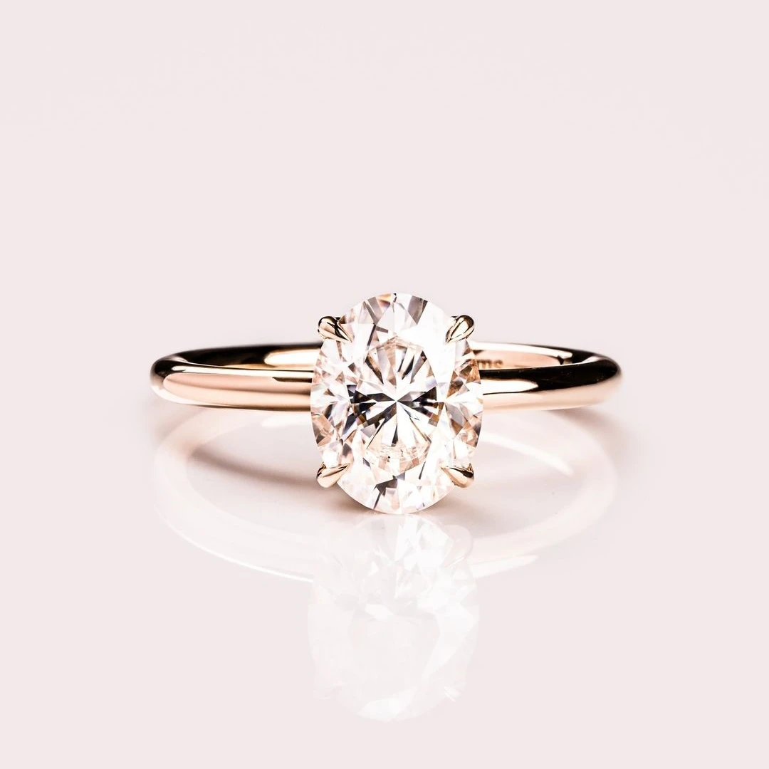 Redleaf Solid Gold 9K 10K 14K 18K Engagement Ring with D VVS Moissanite ...