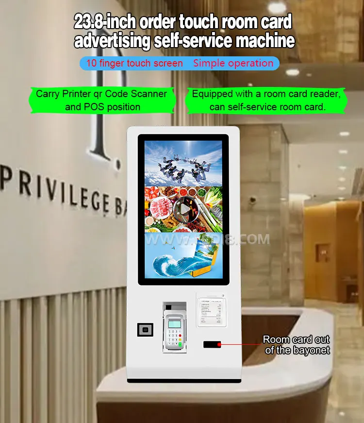 23.8 Inch Room Card Touch All in One Kiosk With Printer and Scanner ...
