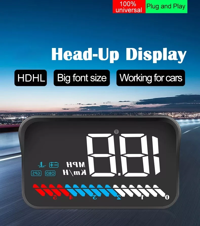 Use-friendly Car Driving Hud Real Data Obd2 Gps Dual System Heads Up ...
