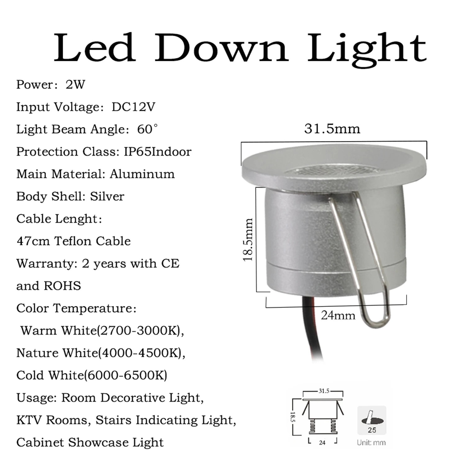 12V Focus Spot Lamp IP65 Staircase Cabinet Ceiling Lightingwith ...
