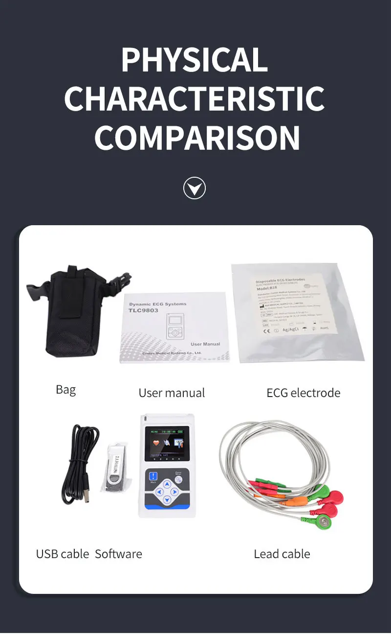 CONTEC TLC9803 Holter ECG System - 24-Hour Heart Monitoring
