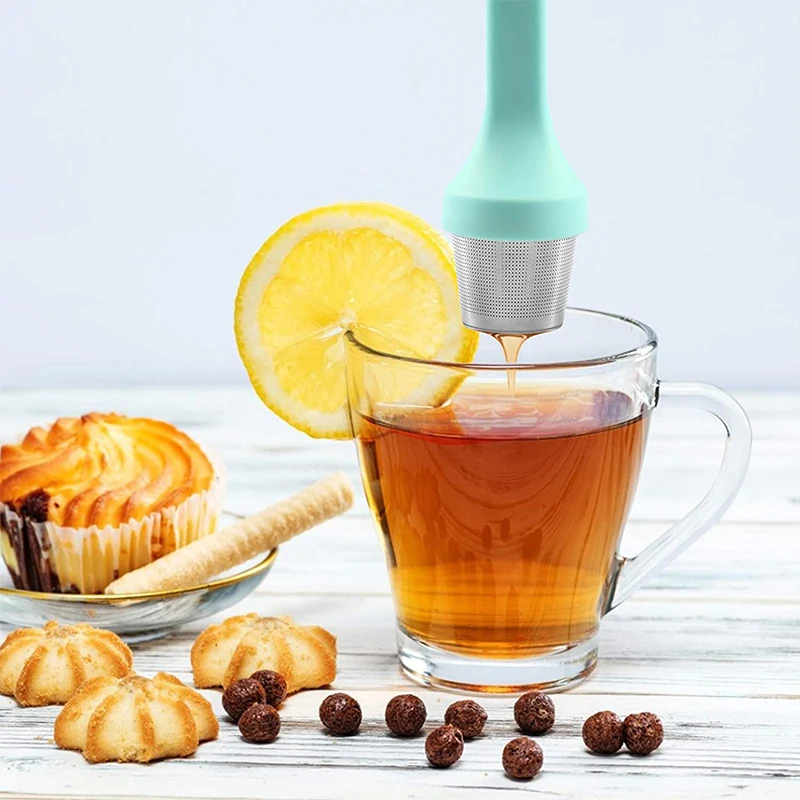 Tea Infuser Extra Fine Mesh Tea Cup Filter Silicone Handle Stainless ...