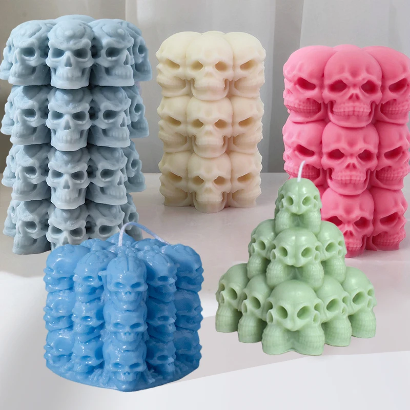 Dumo 2023 3d Halloween Pyramid Skull Candle Moulds Silicone Skull ...