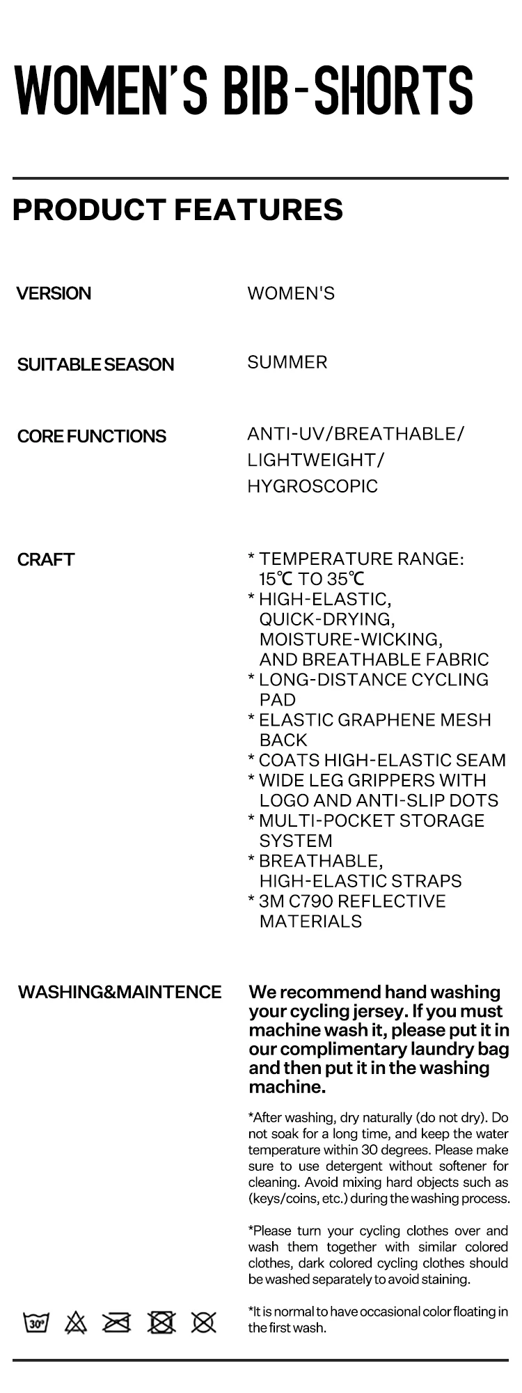 Summer Custom Women's Cycling Bib-shorts Breathable Anti-uv Reflective ...