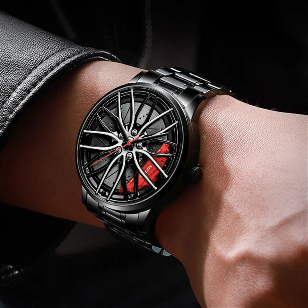 Men Sport Rim Hub Wheel Wristwatch Cool Quartz Spinning Car Rim Watch ...