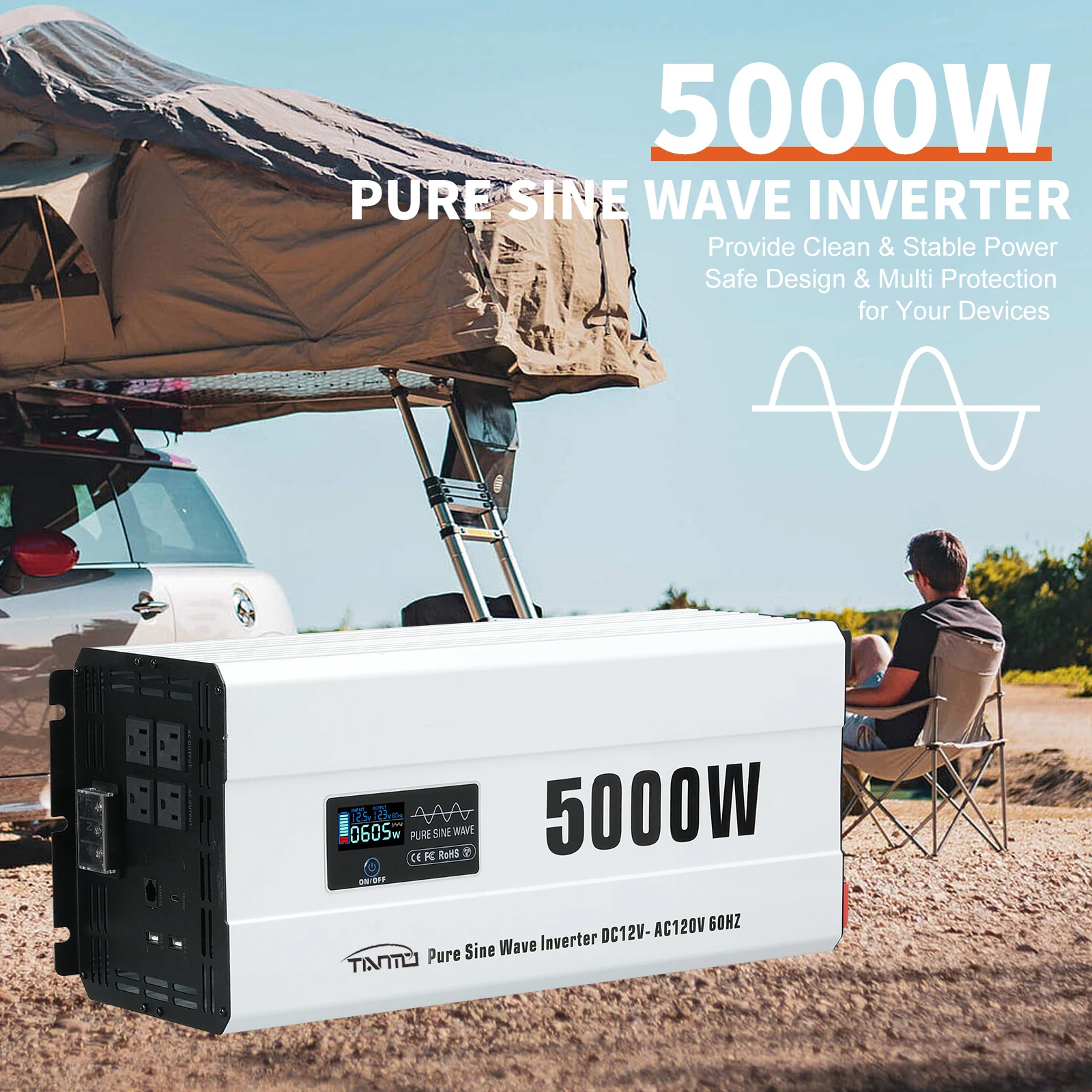 Tianmo Power Inverter 5000 Watt 12v 24v 48v Dc to Ac 110v 120v Pure ...