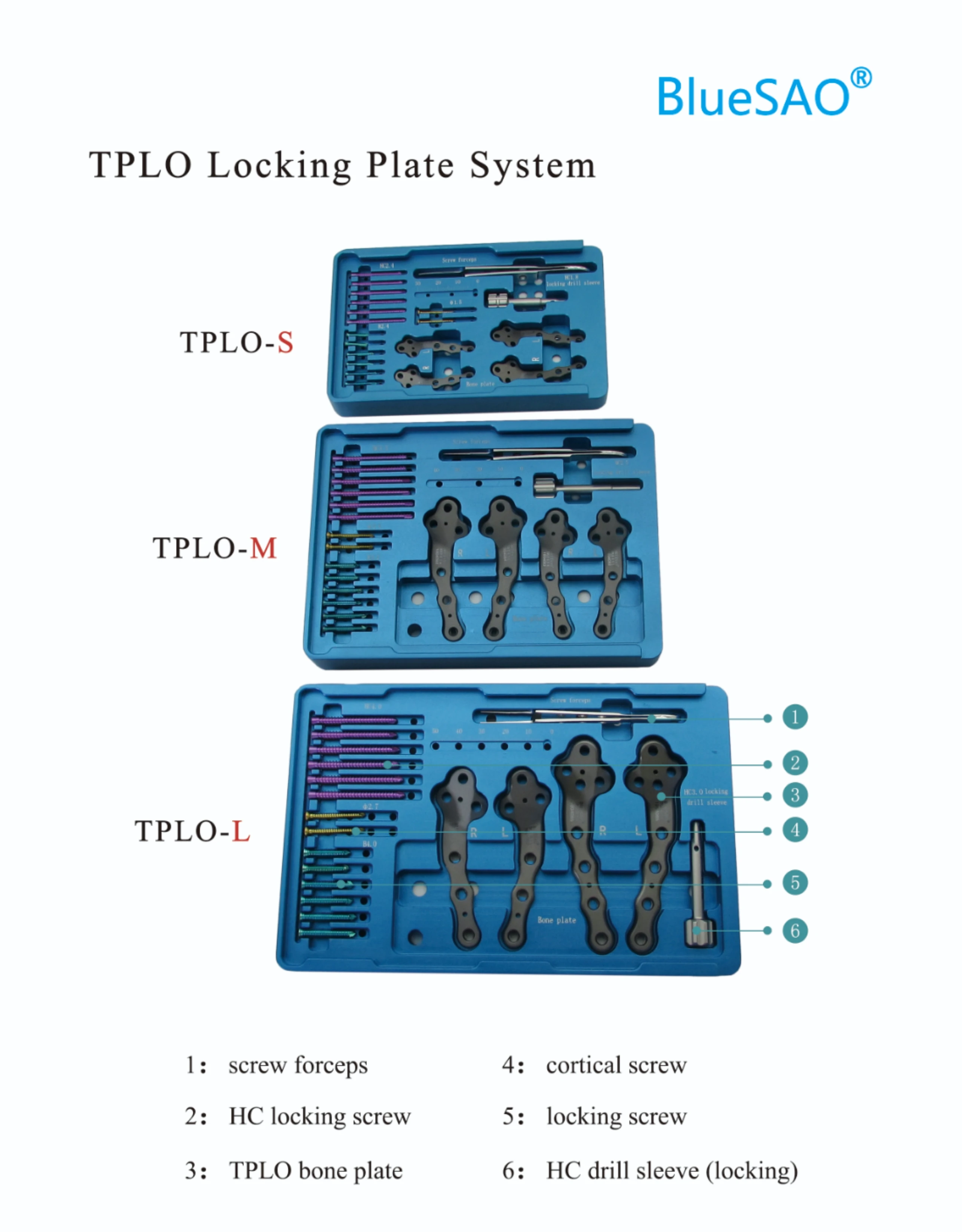 BLUESAO TPLO-M Locking Plate System 8.5/9.5mm Pure Titanium Canine ...