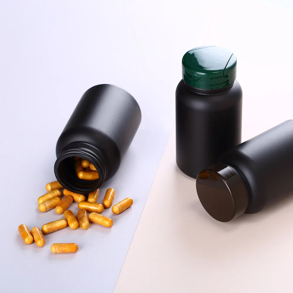 Custom 250cc Empty Pill Bottles Medical Black Capsule Bottle - Buy ...