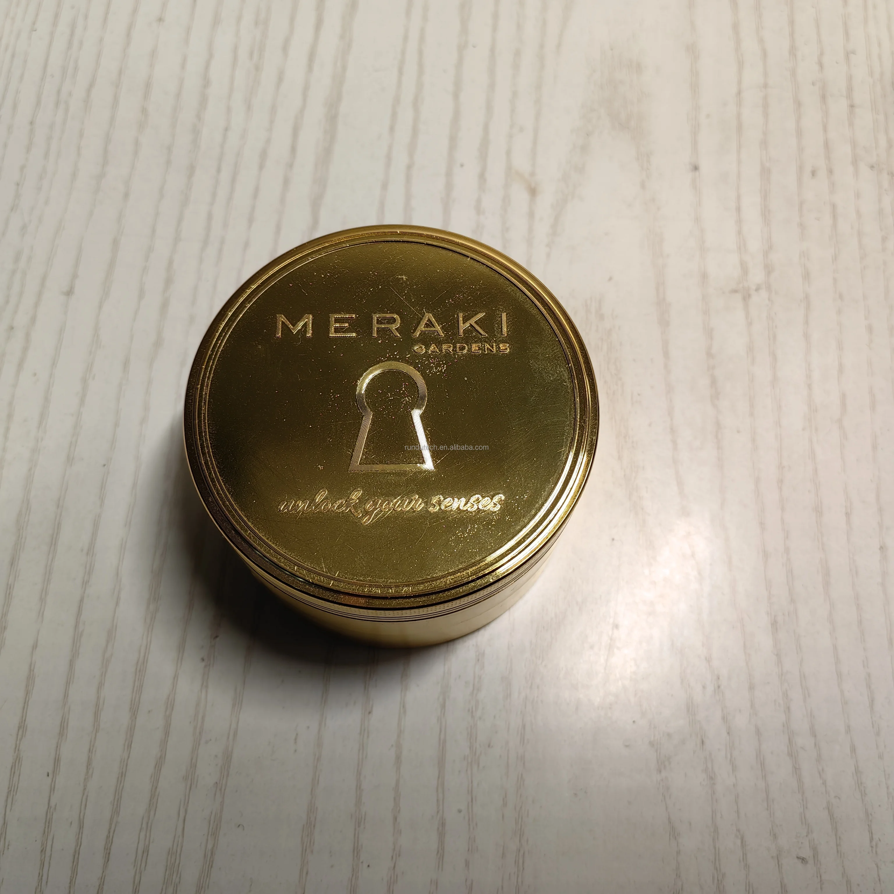 Custom Stamped Logo 75mm Metallic Gold 4 Layer Herb Grinder With ...