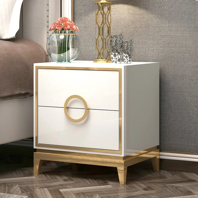 Modern Stainless Steel Leg Metal Nightstand Side Table Night Cabinet ...