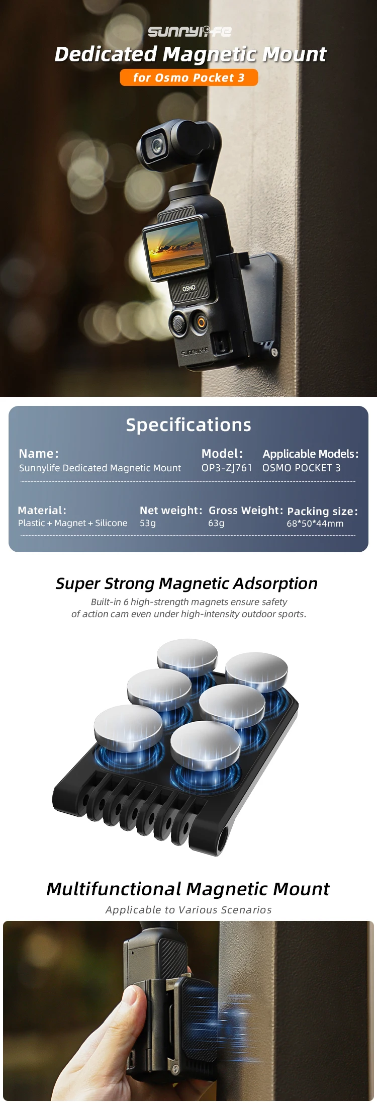 Sunnylife Multifunctional Magnetic Mount Tabletop Base Bracket Angles ...