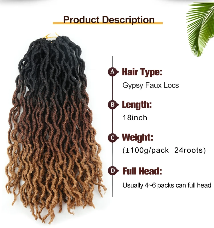 18 Inch Gypsy Locs - Wavy Synthetic Braiding Hair Extensions