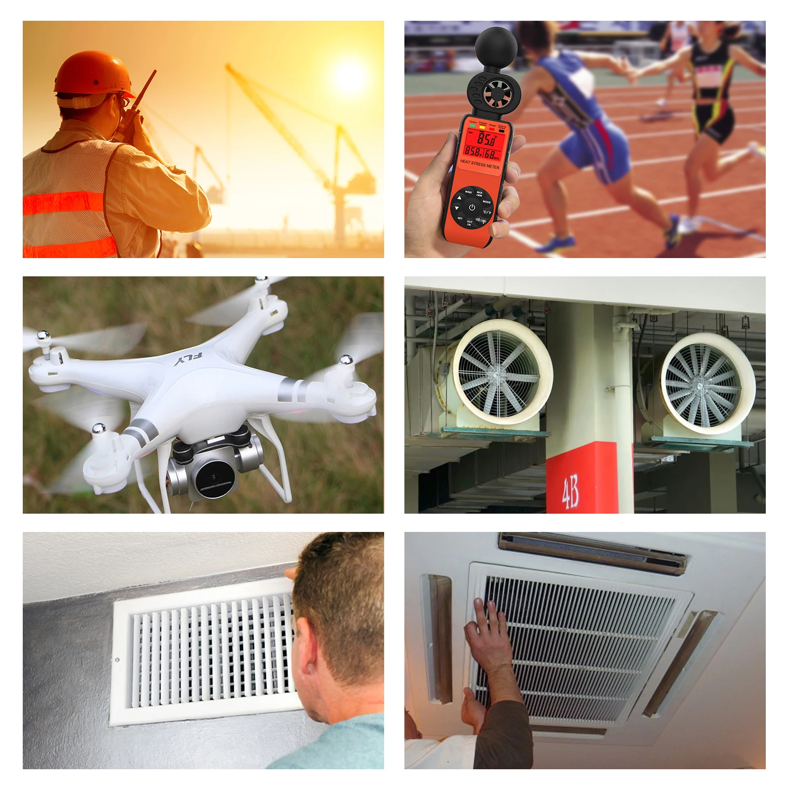 Heat Stress WBGT Meter Anemometer Wind Speed Gauges Temperature ...