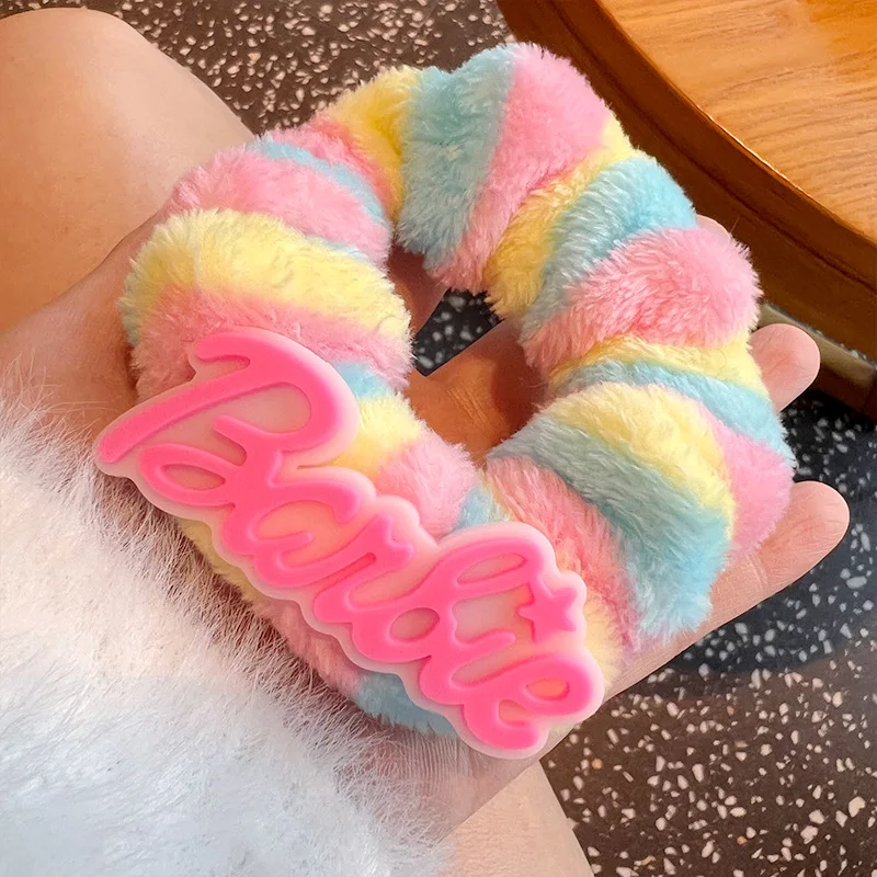 American Sweetheart Color Plush Hair Ring Cute Girl Barbie Furry Hair ...