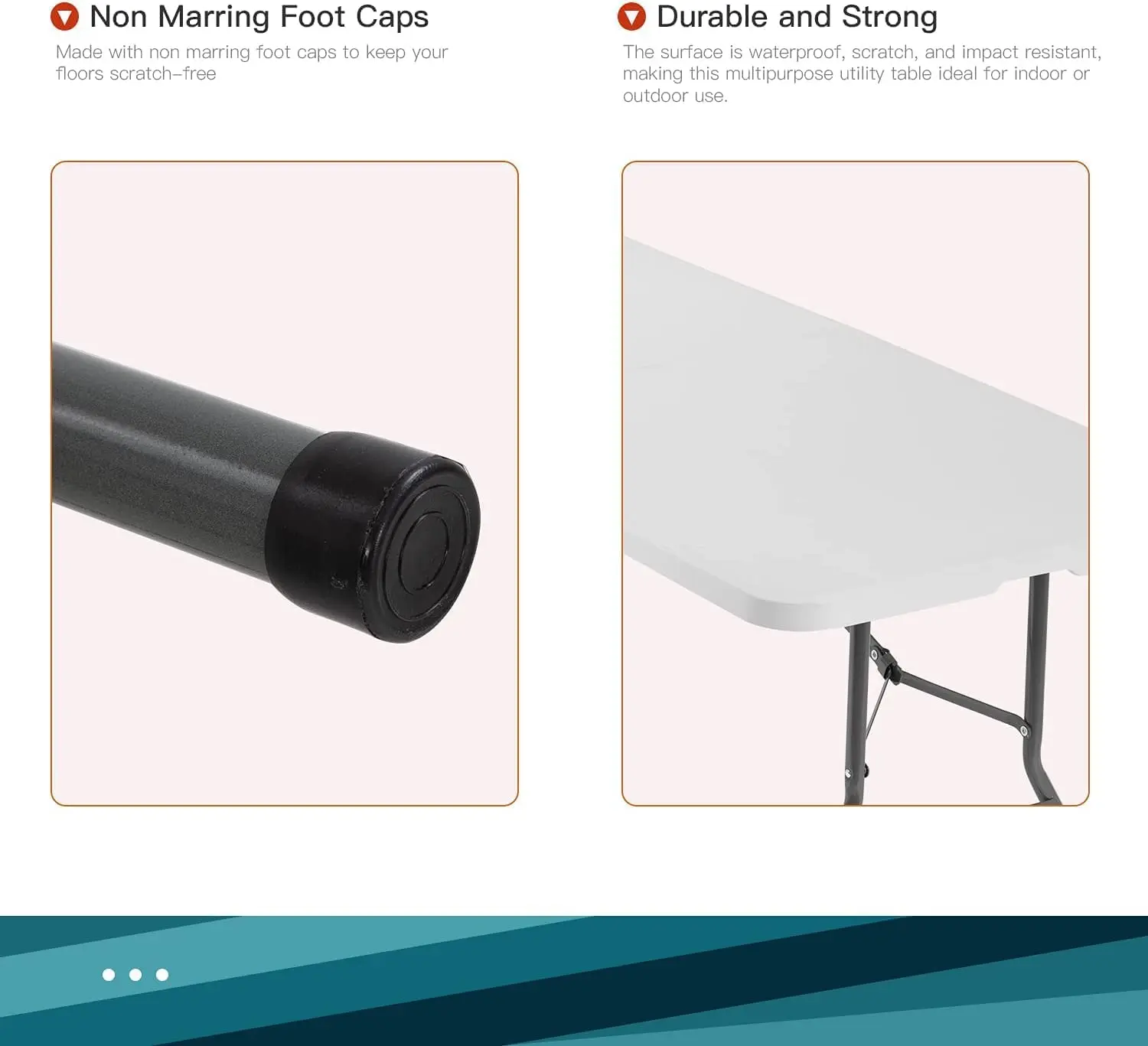 Modern White Fold up Outdoor Table Events Rectangular Festival Picnic ...