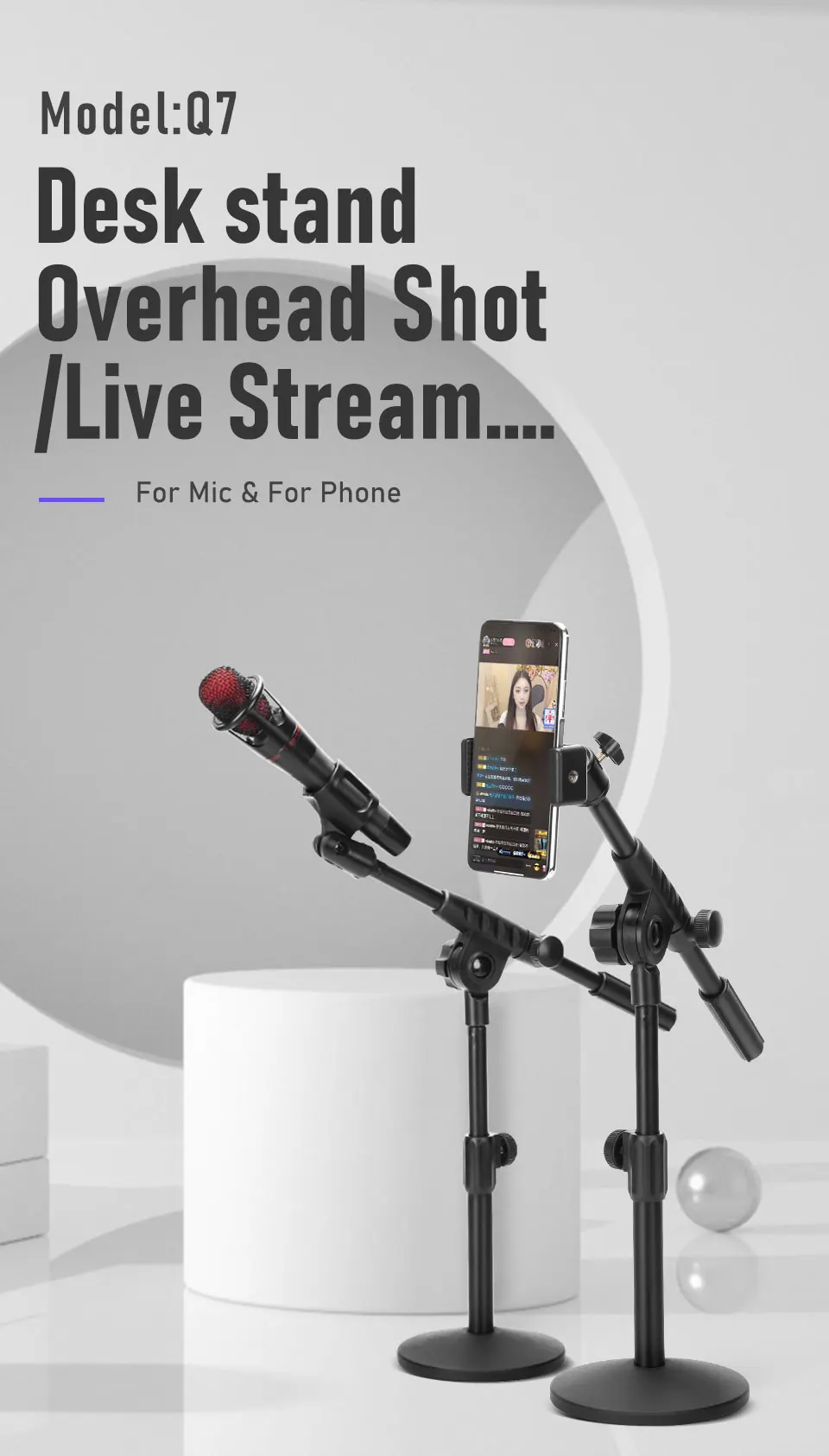 Q7 Desktop, Computer, Microphone Stand, Live Conference, Broadcasting ...