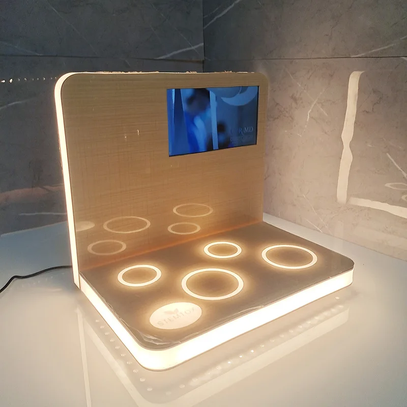 Custom Acrylic Display Rack with LCD Screen OEM Design Cosmetic Acrylic ...