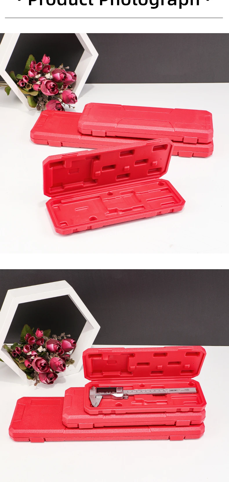 Red Square Plastic Storage Box,Vernier Caliper Flip Storage Box Digital ...