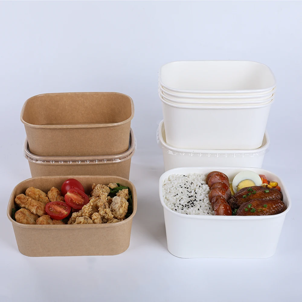 Custom Rectangular Eco Friendly Kraft Craft Paper Takeaway Takeout ...