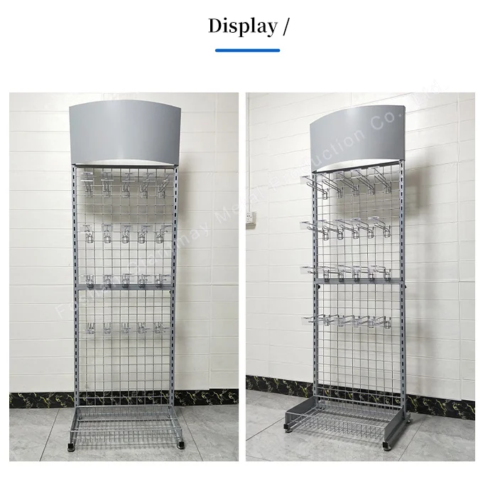Wire Metal Mesh Stand Grid Retail Store Shop Display Product Rack