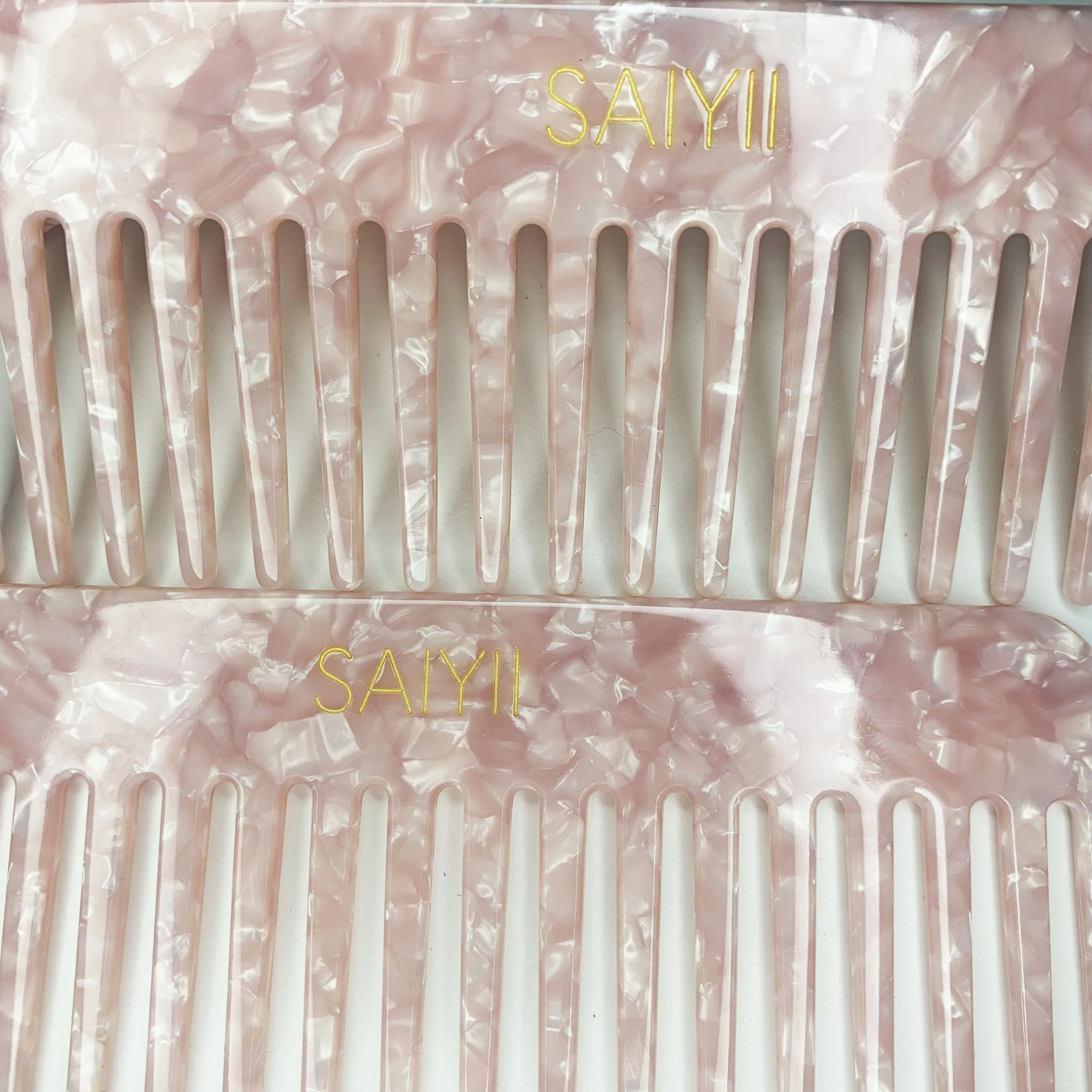 Saiyii Hot Selling Customized Pink Wide Tooth Custom Comb Cellulose ...