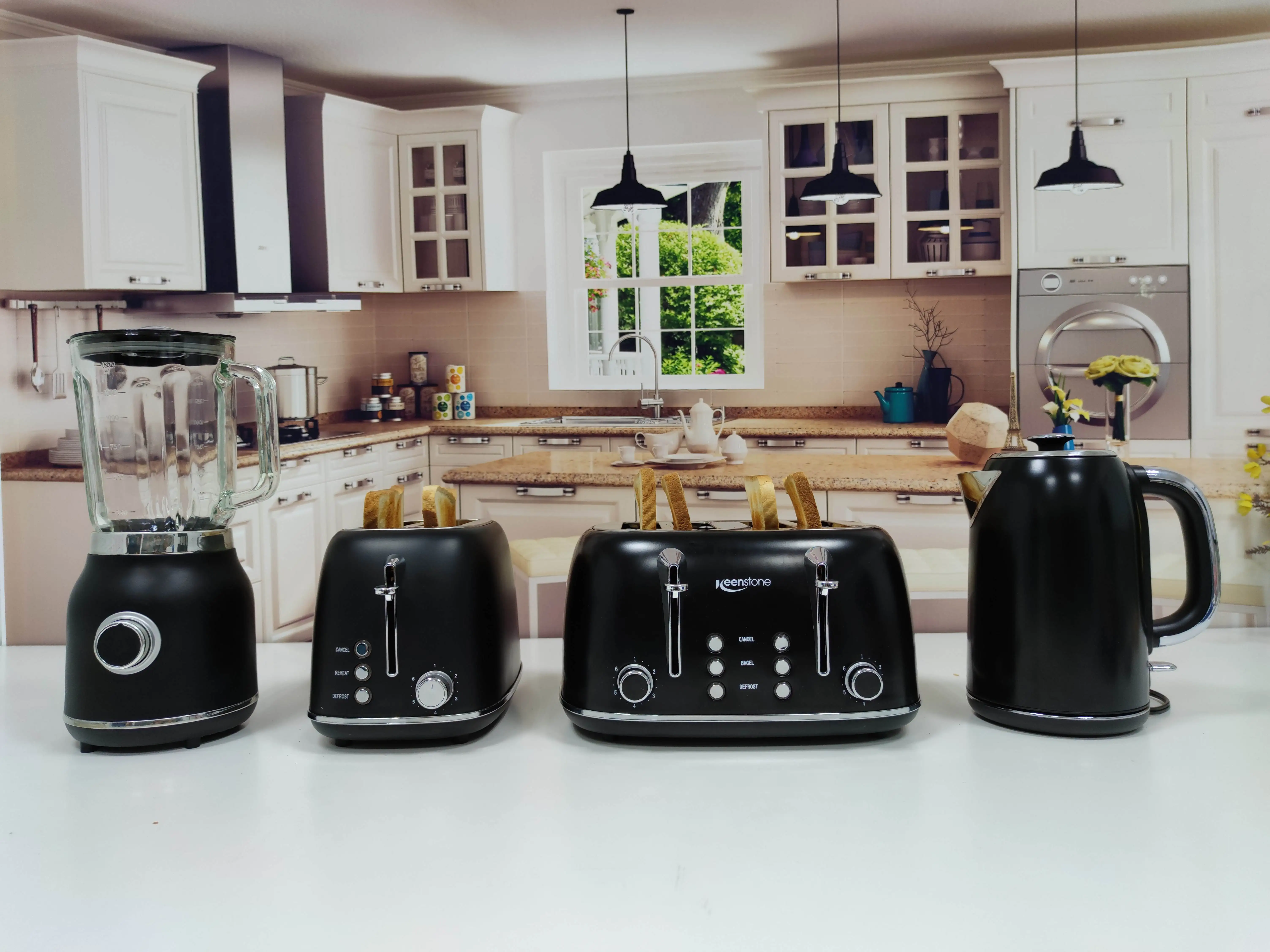 Kettle Electric Home Appliance Sets Retro Toaster Stainless Steel ...