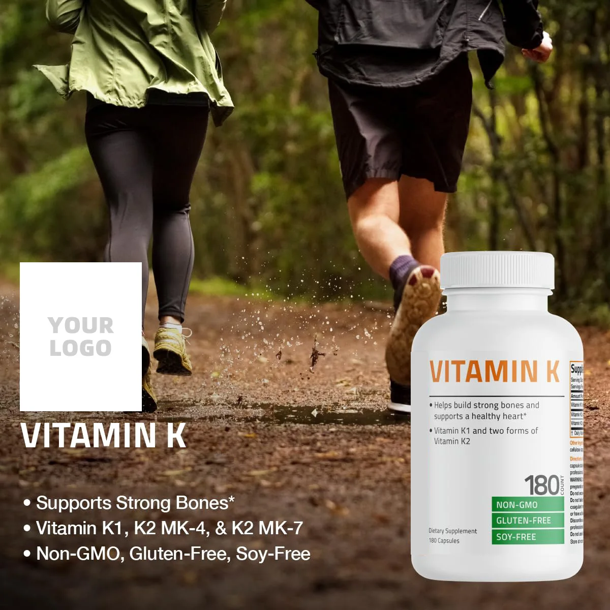 Full Spectrum Complex Vitamin K2 Mk7 Mk4 Supplement Vitamin K1 Triple ...