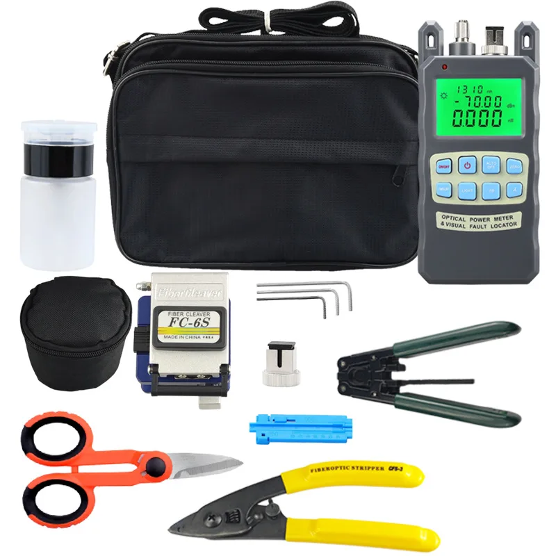 FCJ 12pcs FTTH Fiber Splicing Tool Kit Set Bag Basic Termination Fibre ...