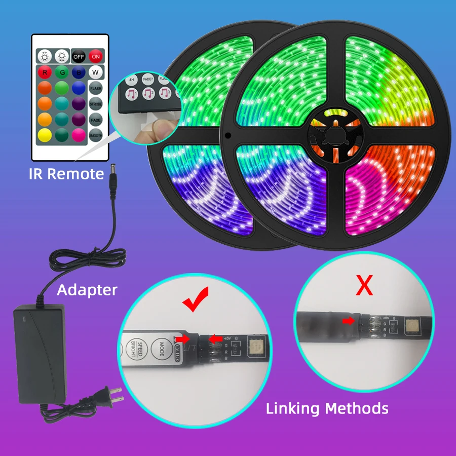 5v Led Strip Set 5050rgb Waterproof Colorful Usb 24 Key Music Bluetooth ...