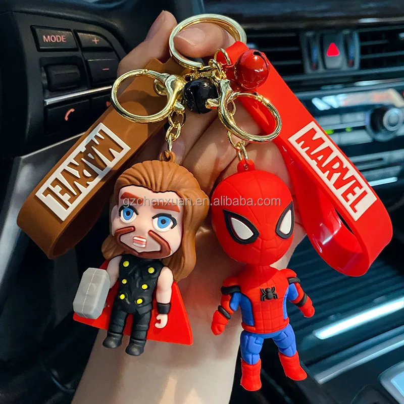 Cartoon Marvel Anime Spider-man Pendant Keychain Holder Key Chain Car ...