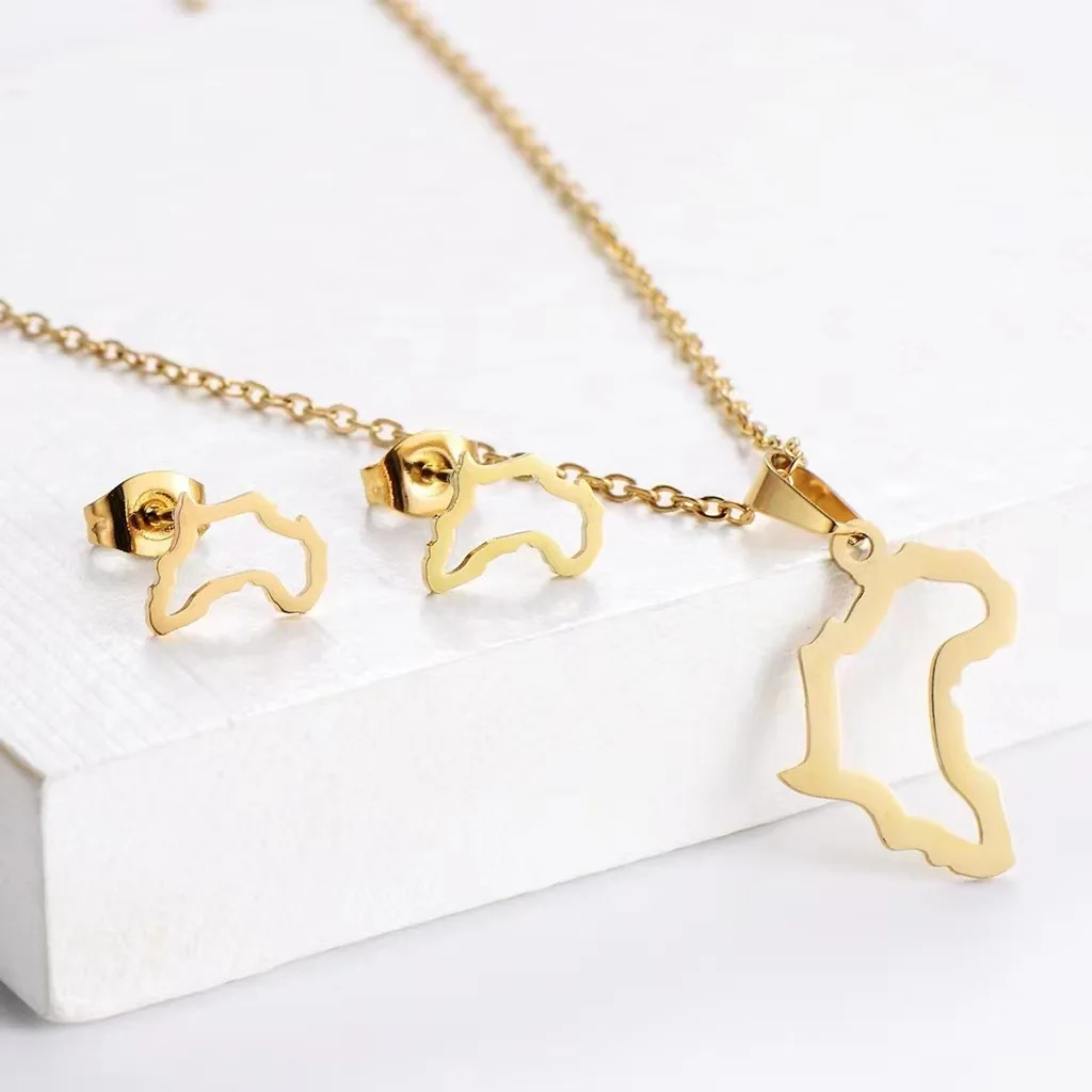 Minimalist 18K Gold Stainless Steel Jewelry Set for Women