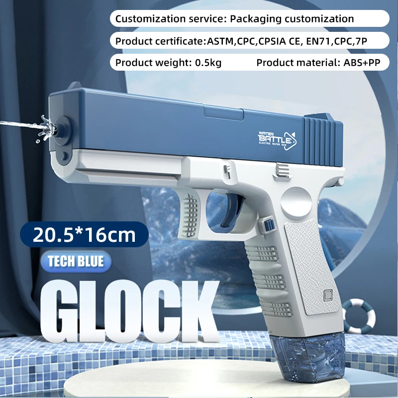 Summer Water Toys Glock Pistol With Lithium Battery Usb Cable Full Auto Glock Pistol Gun Real ...
