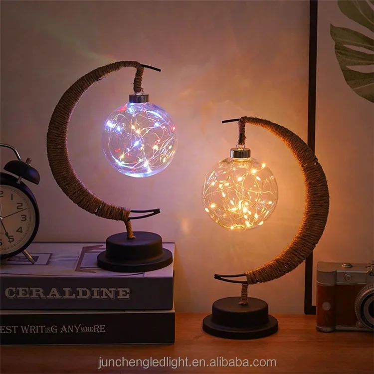 Modern Style Round Ball Rattan Star Decoration Moon Hanging Light ...