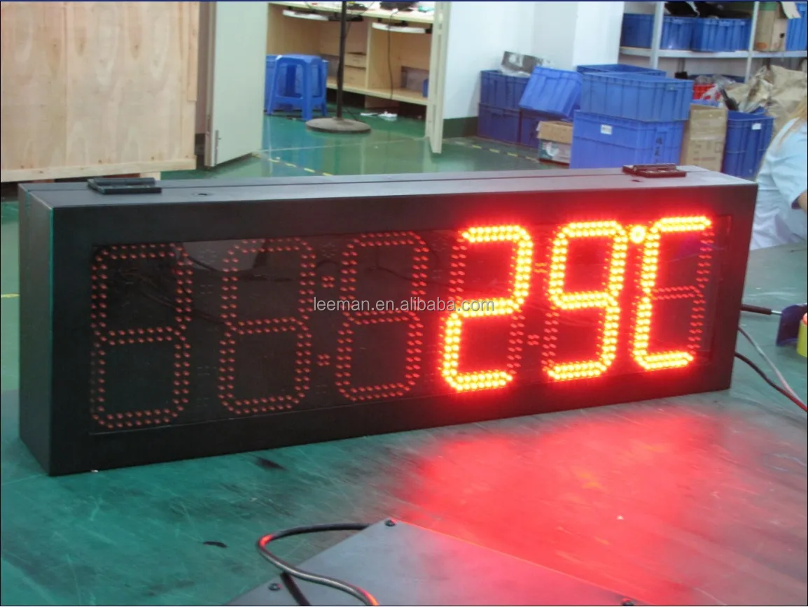 Outdoor Led Clock Time Date Temperature Sign 6 Digit Led 7 Segment ...
