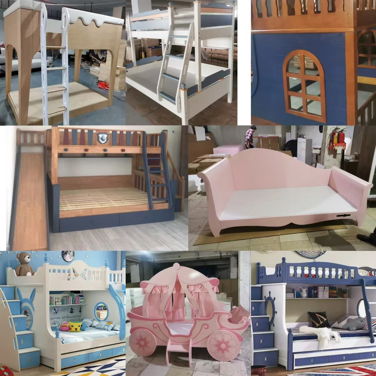 JS Custom Princess House Bunk Bed with Stairs Creative Castle Style ...