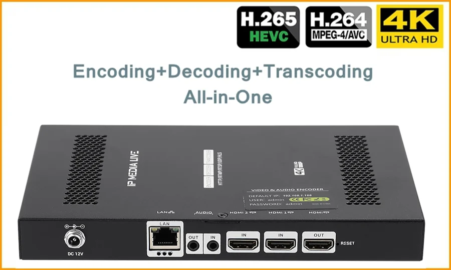 2 Channels 4K HDMI Video Encoder with 8 Channels Decoder