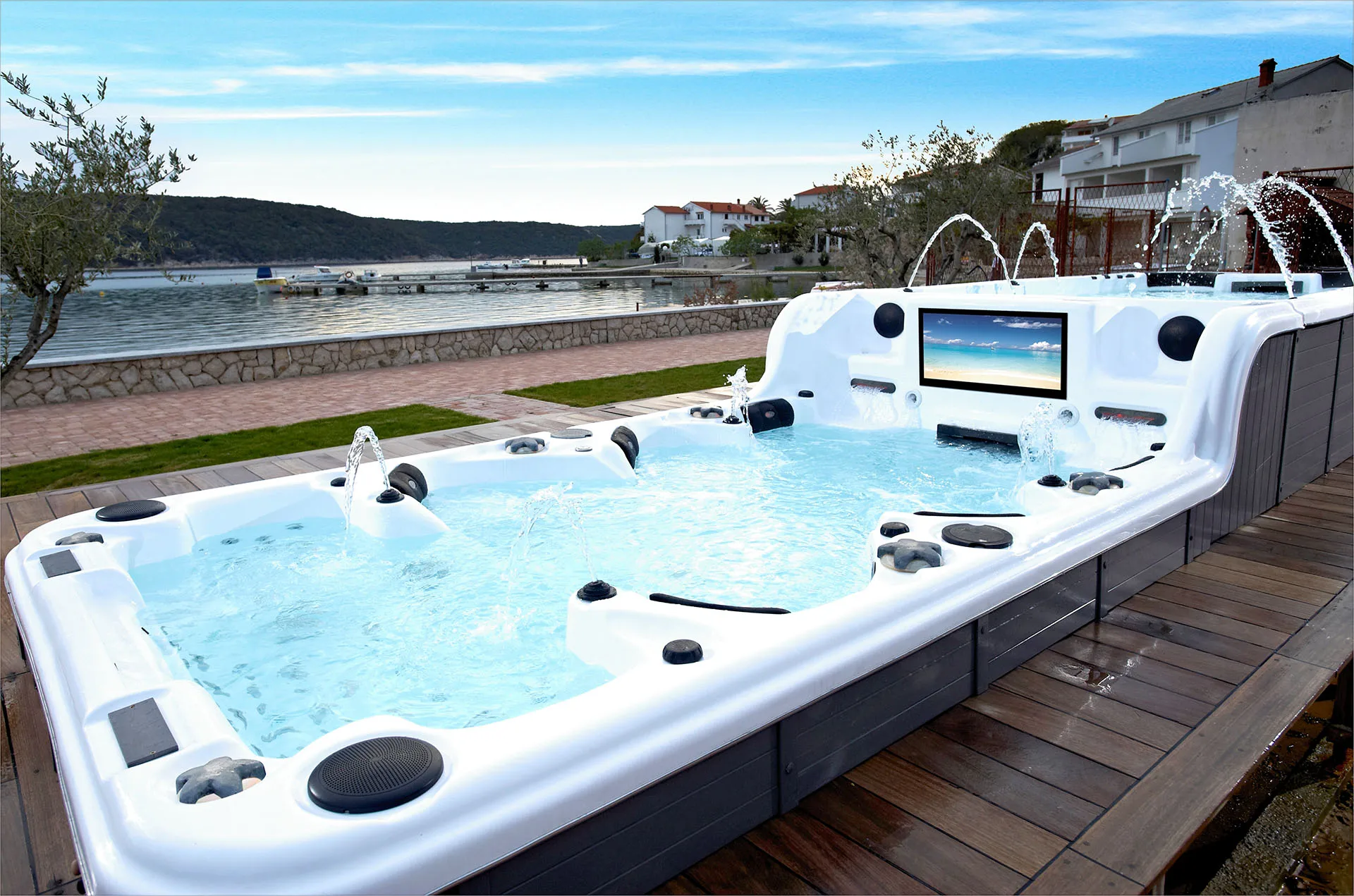 Sunrans 8 Meters Acrylic Balboa Hydro Swim Spa & Hot Tub Combo Pool