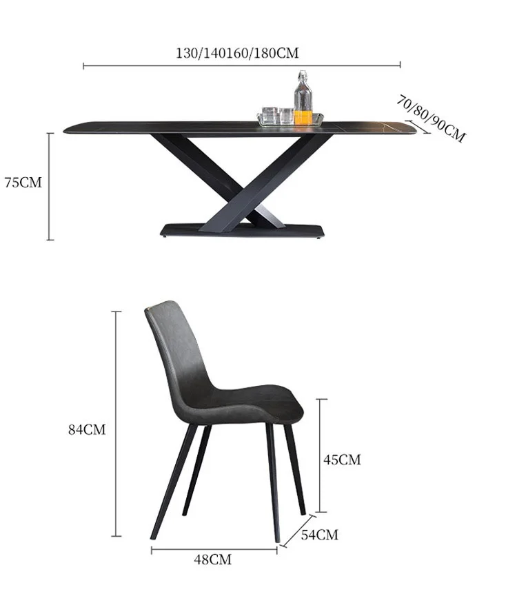 Y Shape Modern Furniture Easy Clean Metal Leg Dinning Table Stone Rock ...