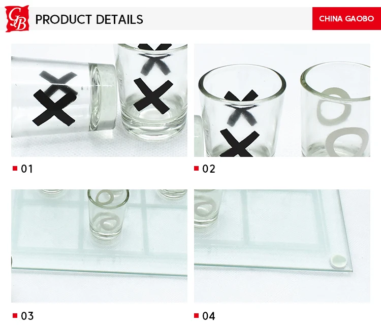 Small Tic Tac Toe Glass Board Shot Glass Drinking Tic-tac-toe Game ...