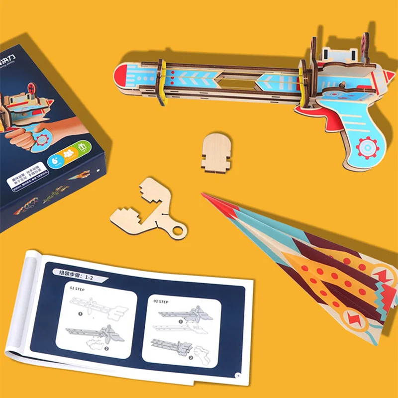 Creative Cartoon Gun Toy Gift Various Shapes Wooden Gun Wood Diy Toy ...