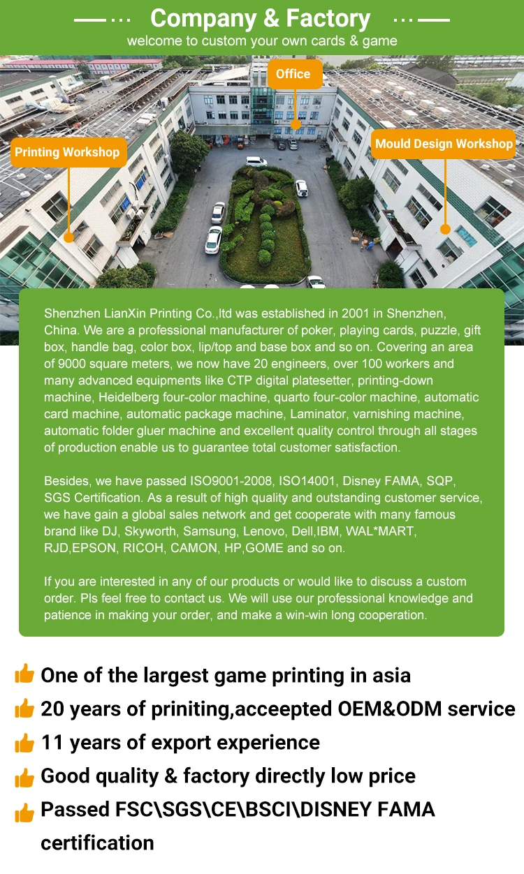 Manufacturer Custom Board Game Oem Printing Party Family High Quality Playing Card Custom Board 