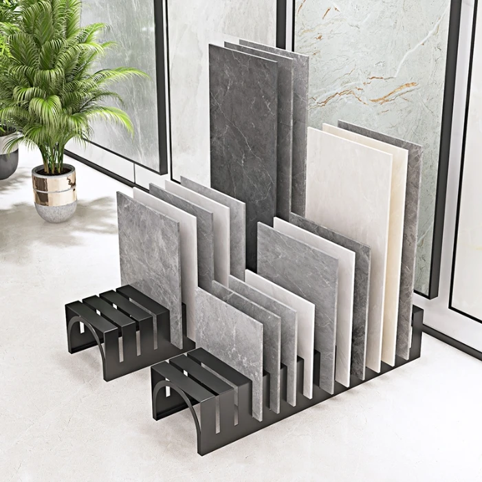 Large Tile Display Stand Wooden Floor Organizer with Vertical Stone ...